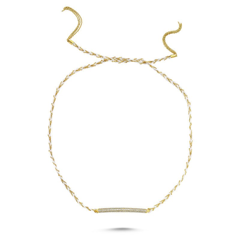 White Braided Adjustable Cord & String Necklace | Amorium Jewelry